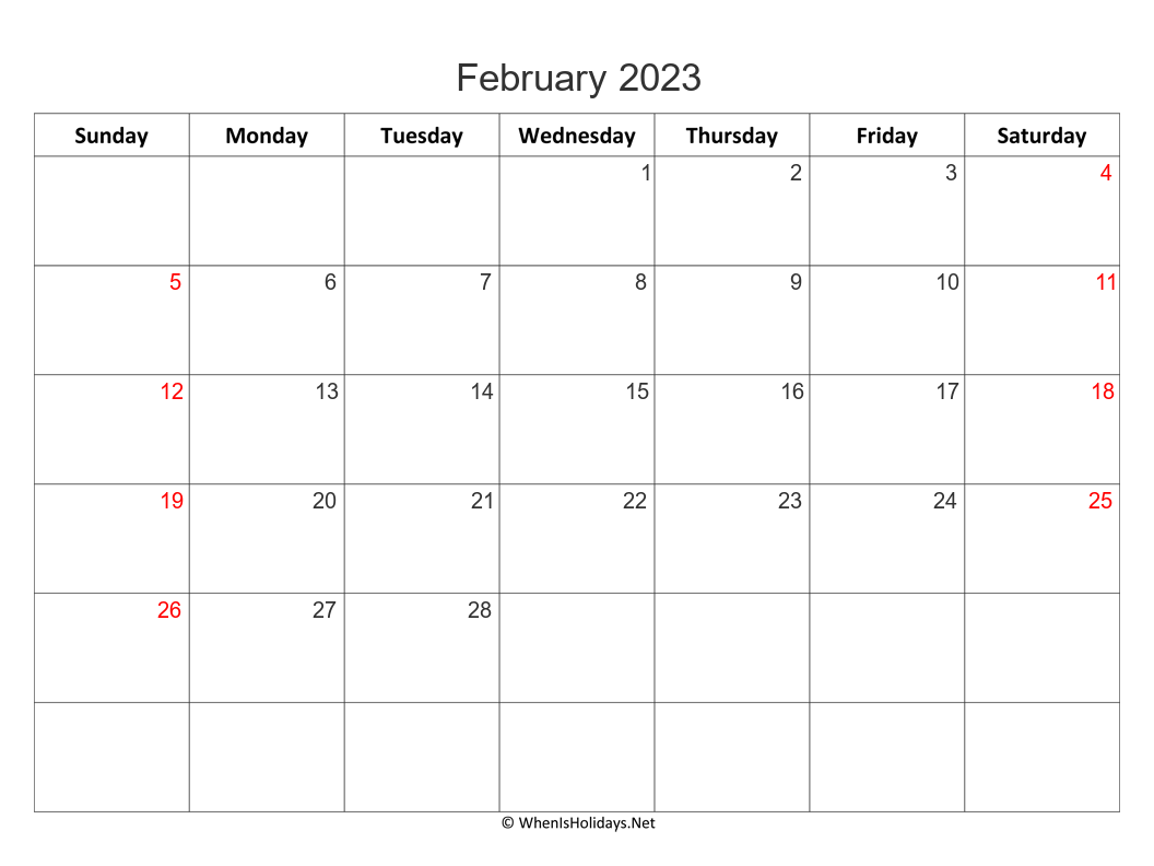 February 2023 Calendars Printable WhenIsHolidays Net